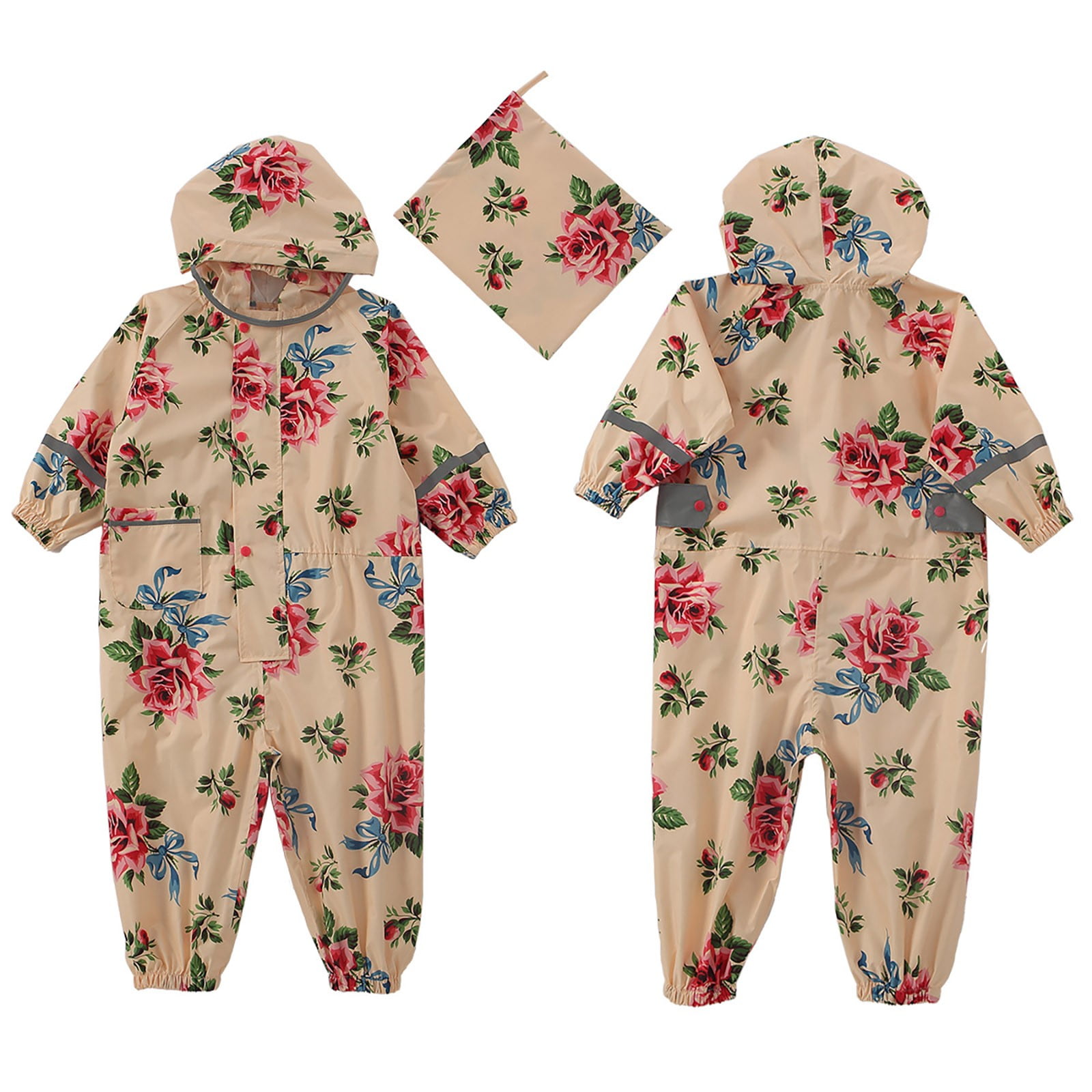 XIMIN Toddler Kids Rain Suit Proof One Piece Raincoat Printed Waterproof Coverall Lightweight ...