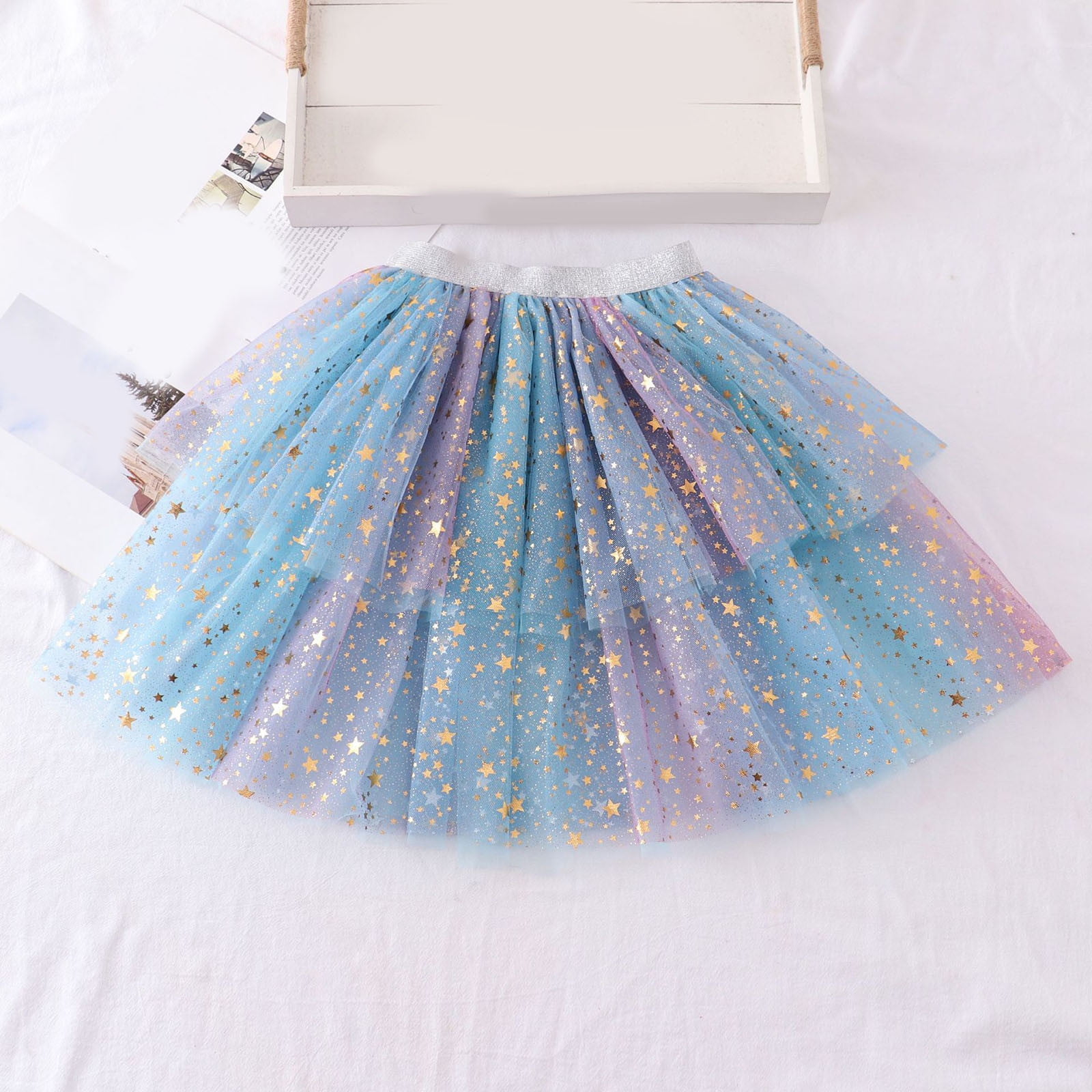 XIMIN Toddlers Girls Layered Rainbow Sparkle Tulle Tutu Skirt Princess ...