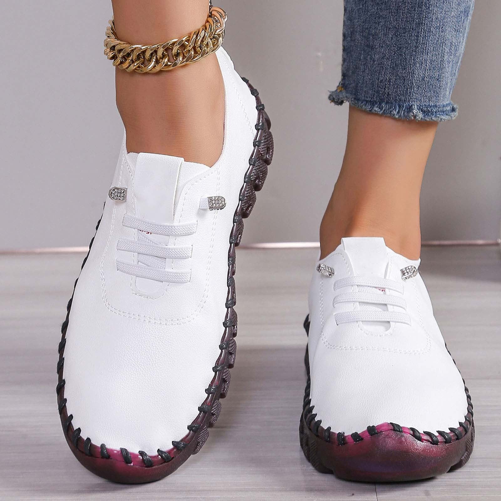 XIMIN Women Leather Soft Bottom Beef Tendon Loafers Slip-on Orthopedic ...