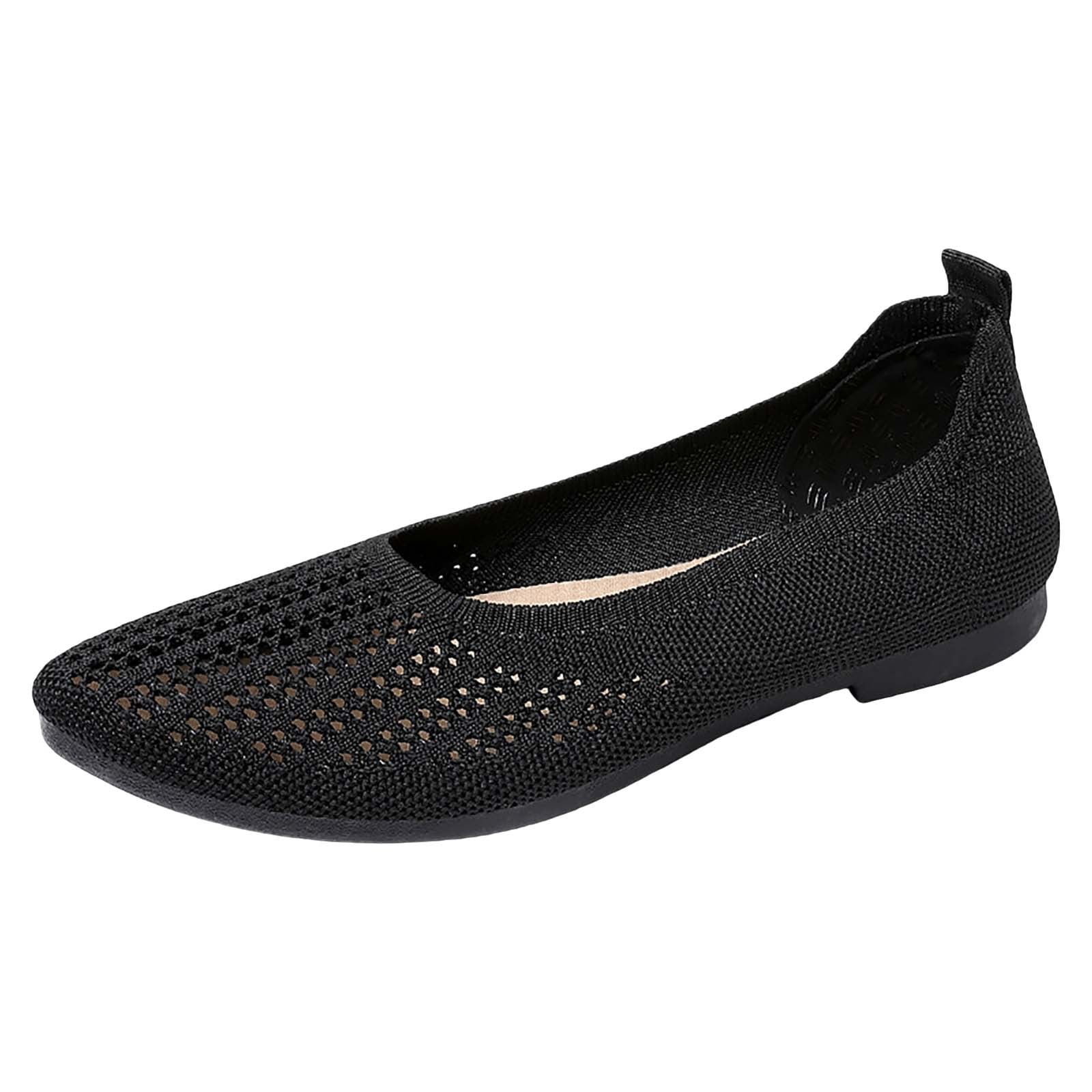 XIMIN Women's Stretch Knit Ballet Flats Slip-On Round Toe Mary Jane ...