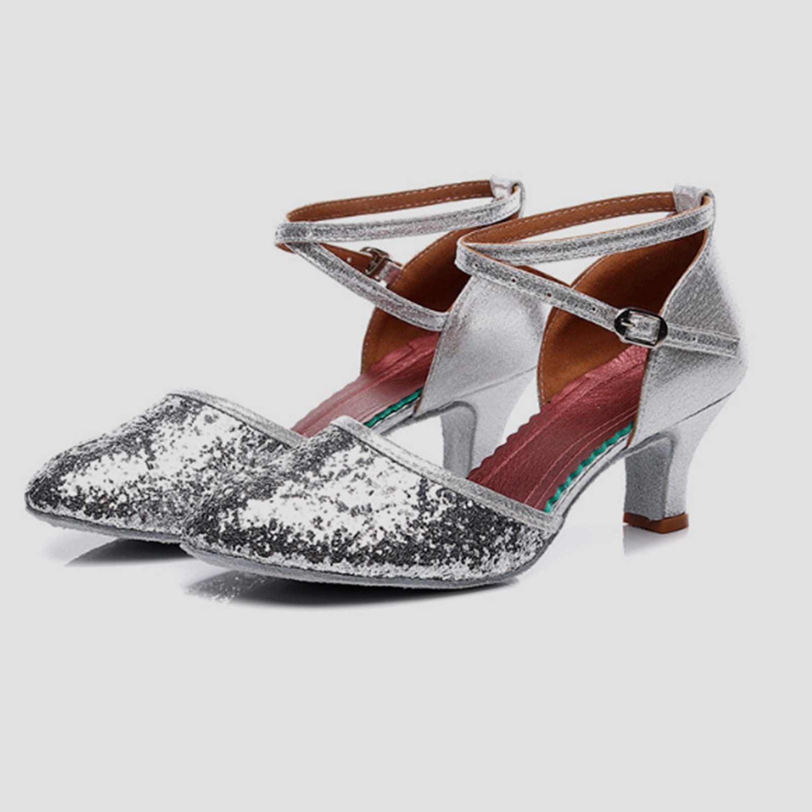 XIMIN Womens Glitter Ballroom Dance Shoes Latin Satin Salsa Tango ...