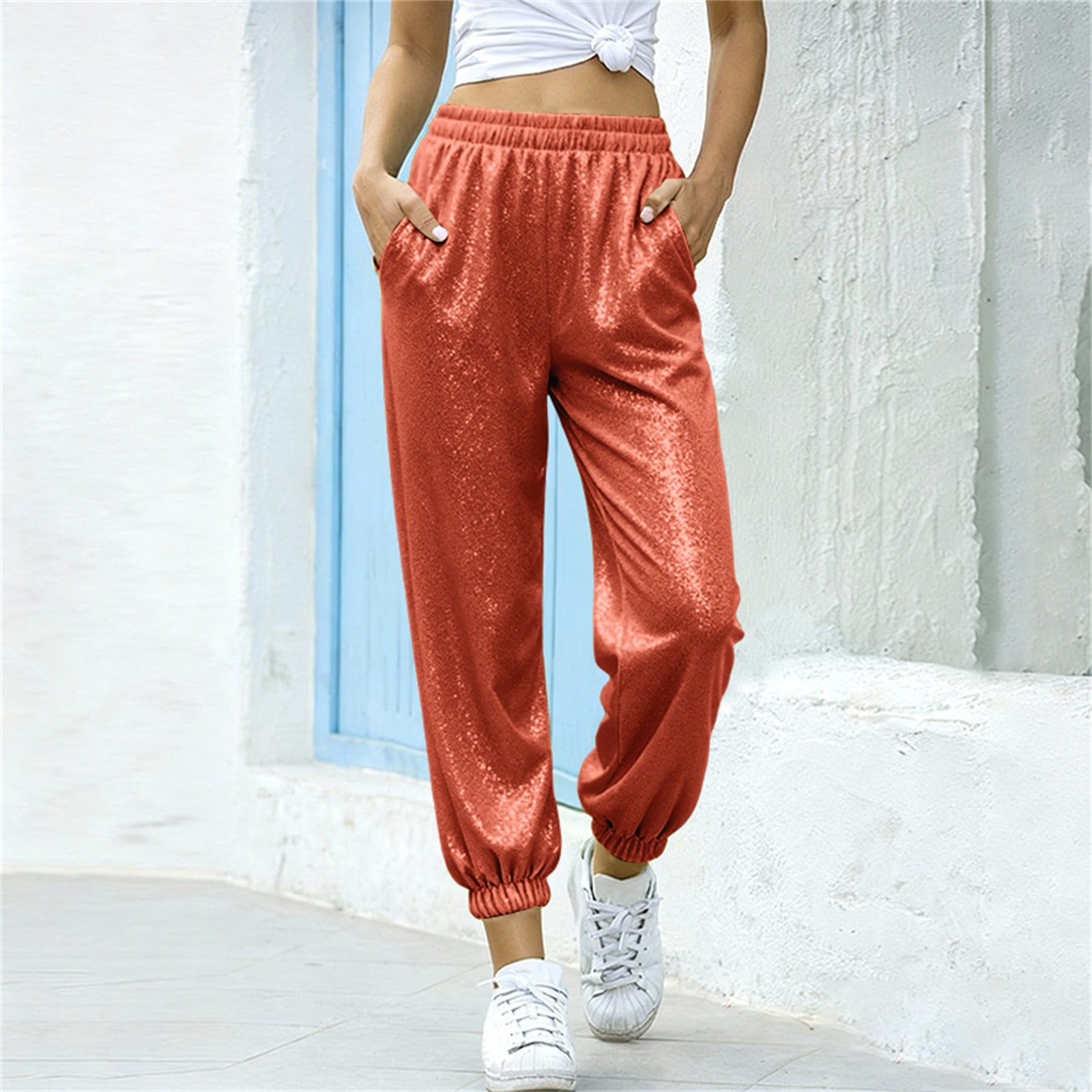 XIMIN Youth Girls Glitter Sequins Sweatpants Cute Sparkle Dance Joggers ...