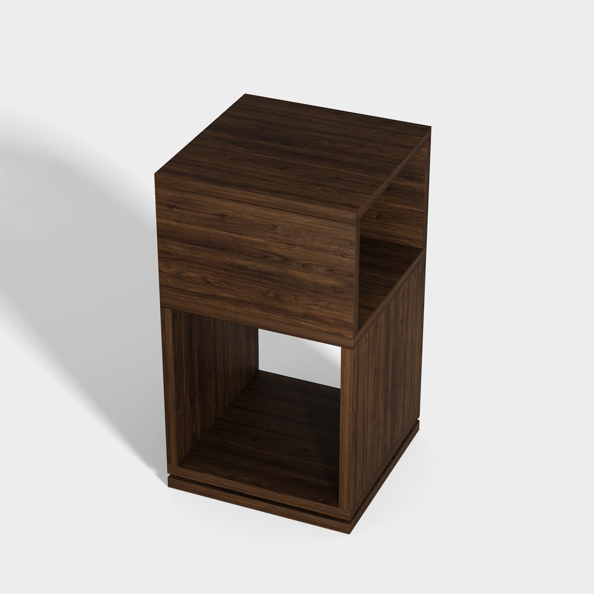 XIMN Rotating Brown Wood Composite End Table, Compact Design with Open ...