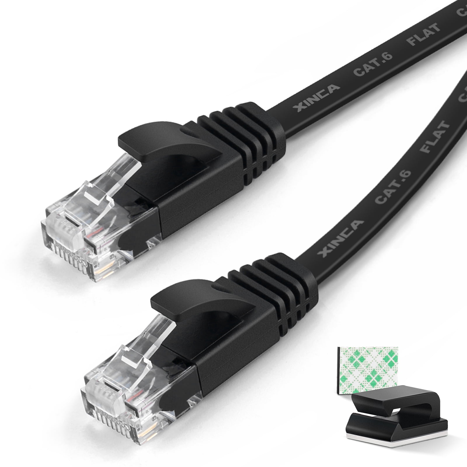 XINCA Cat6 Ethernet Cable 15ft Black, Flat Network Cable with RJ45 ...