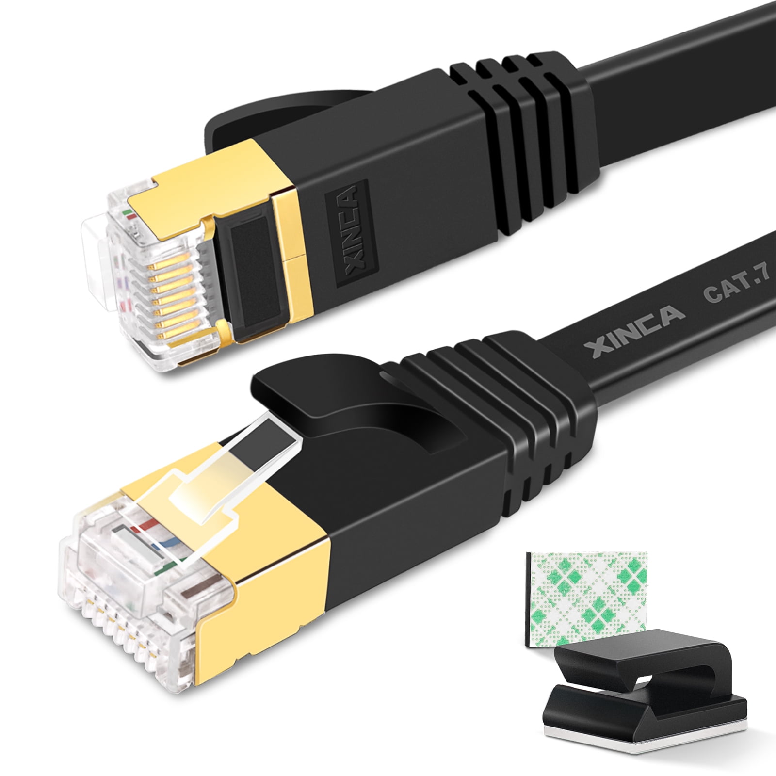 XINCA Cat7 100ft Ethernet Cable with RJ45 Connectors, 50 Clips, 10 Gbps ...