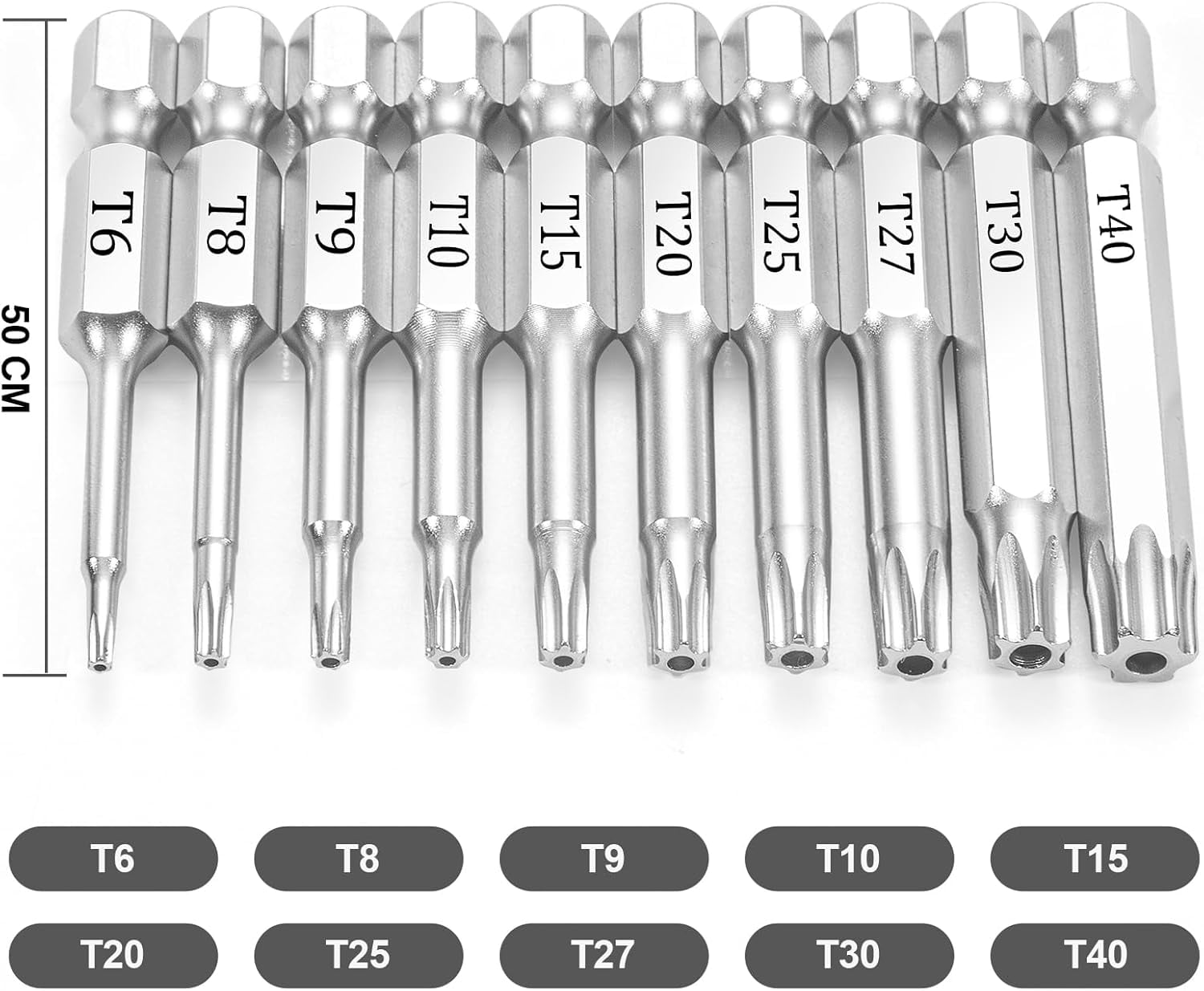 XINDUO-10 Piece Security Torx Bit Set (T6-T40), 1/4 Inch Hex Shank S2 ...