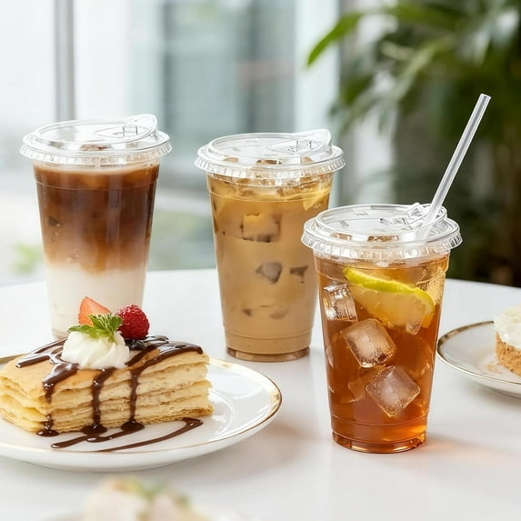 XINDUO-100 Pack 20 oz Plastic Cups With Strawless Sip Lids, Disposable ...