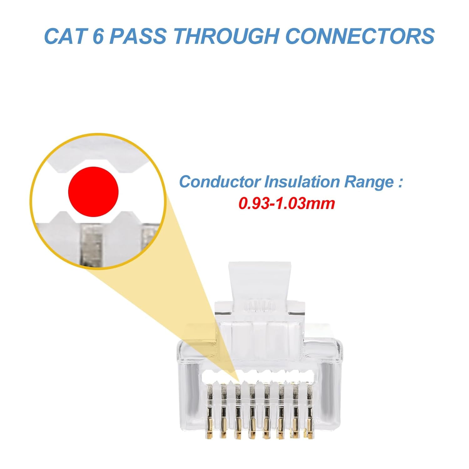 XINDUO-100-Pack Cat 6 Pass Through Connectors - Cat 6 Ends, Modular ...