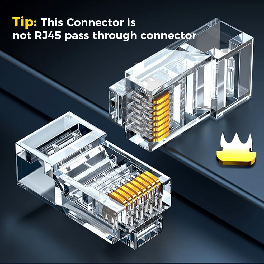 XINDUO-100-Pack Cat5e Cat6 RJ45 Connectors, RJ45 Standard Connector for ...
