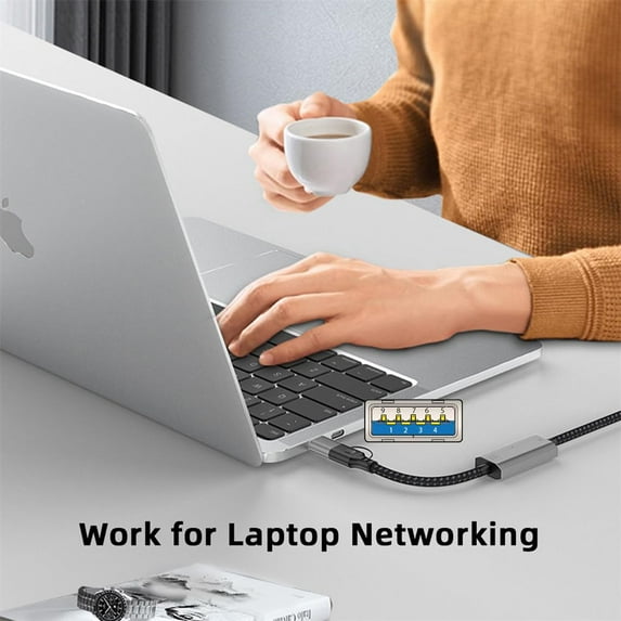 XINDUO-1000Mbps Combo USB Type-A & Type-C USB-C to Ethernet Cable RJ45 ...