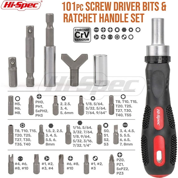 XINDUO-101pc Multi Bits Screwdriver & Ratcheting Handle Tool Set Kit ...