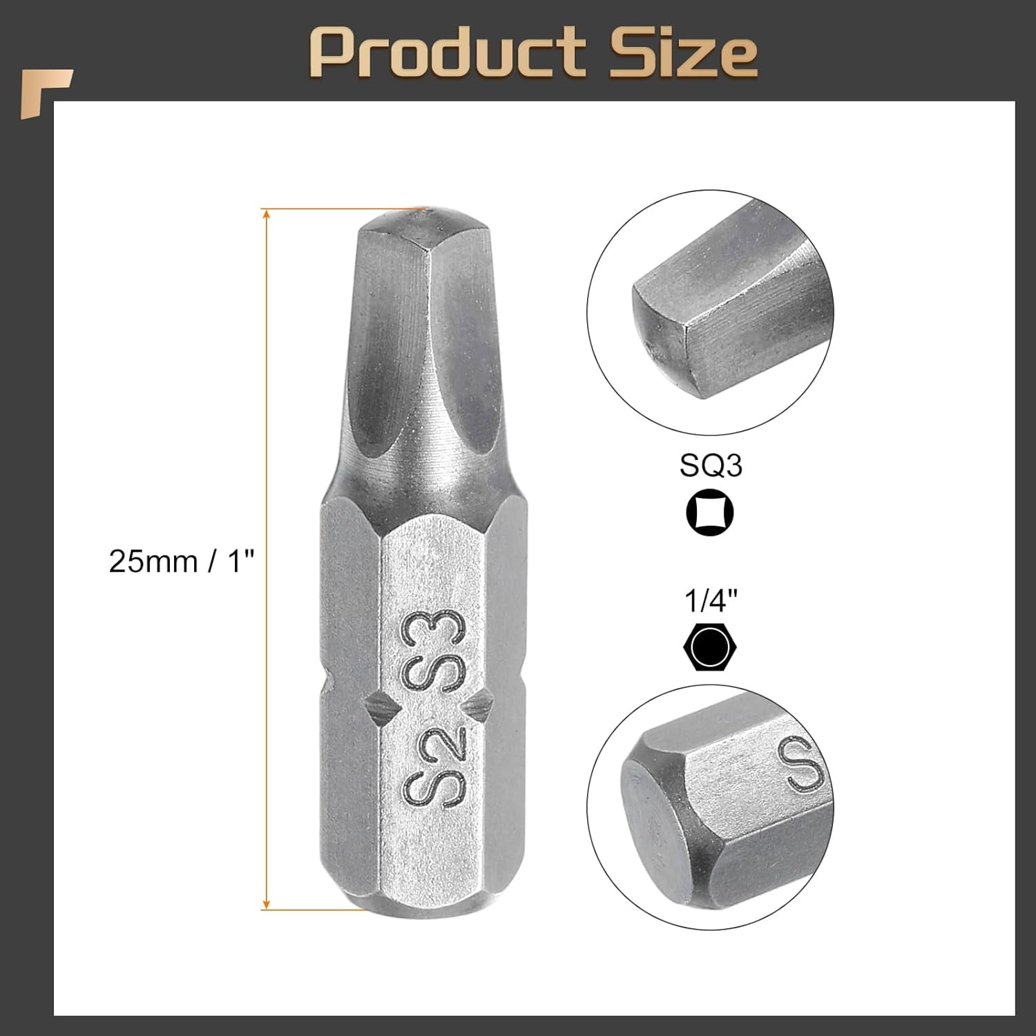 XINDUO-10pcs Square Head Screwdriver Bits 1/4" Hex Shank SQ3 Head 1 ...