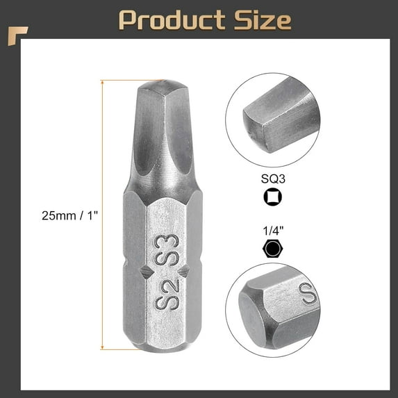 XINDUO-10pcs Square Head Screwdriver Bits 1/4" Hex Shank SQ3 Head 1 ...