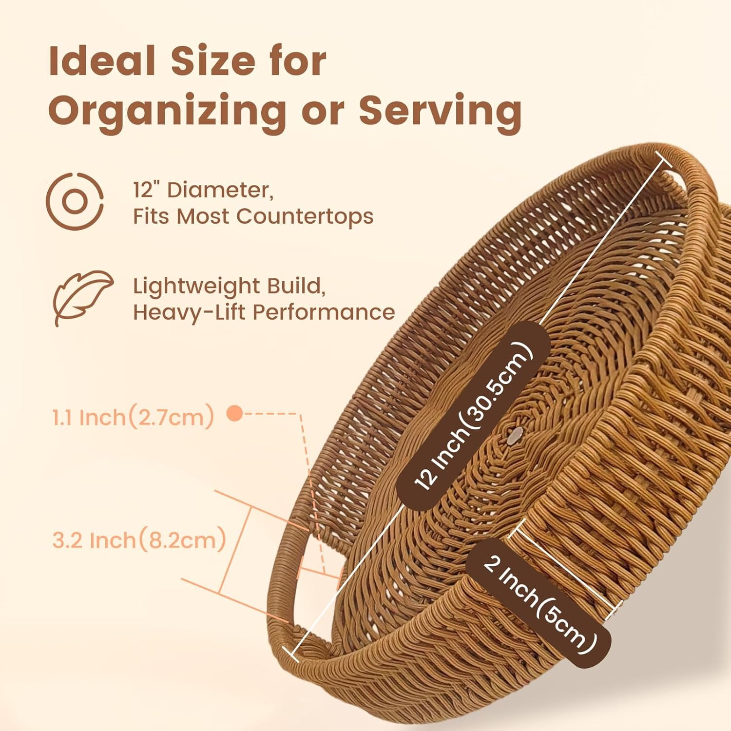 XINDUO-12 Inch Rattan Lazy Susan Turntable Organizer, Round Rotating ...