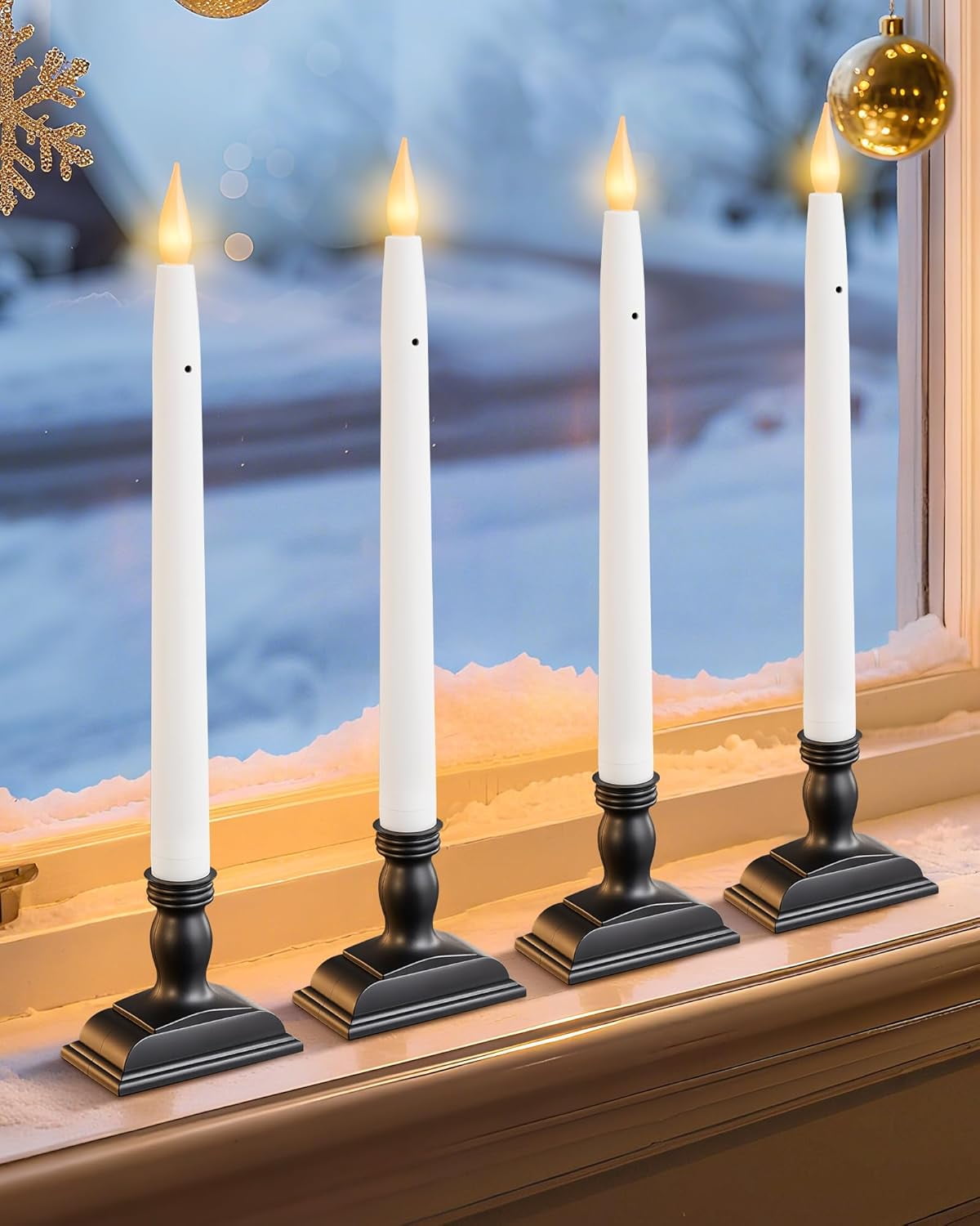 XINDUO-13.2" Battery Operated Window Candles with Dusk to Dawn Sensor ...
