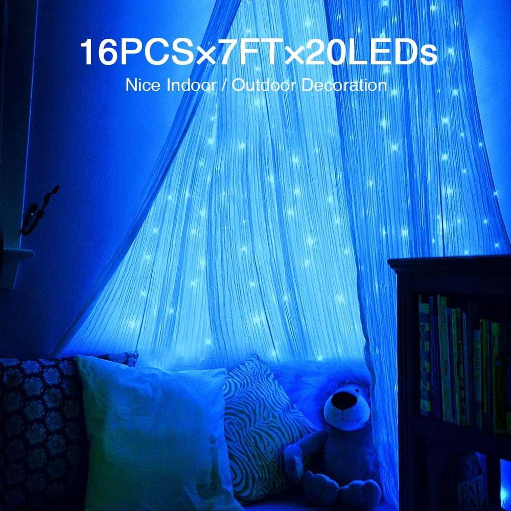 XINDUO-16 Pack Blue Fairy Lights Battery Operated, IP68 Waterproof Mini ...