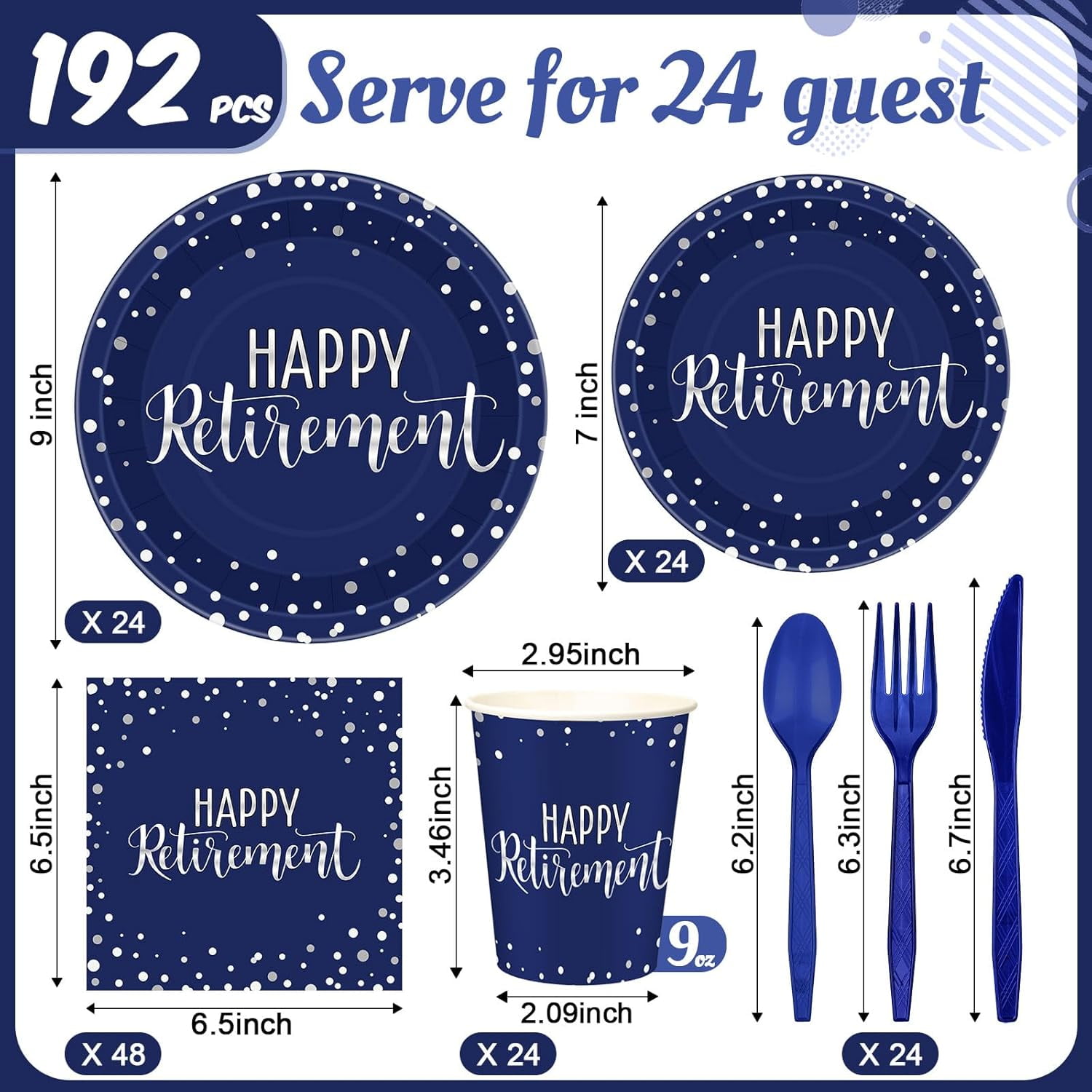 XINDUO-192 Pcs Retirement Party Decorations Happy Retirement Paper ...