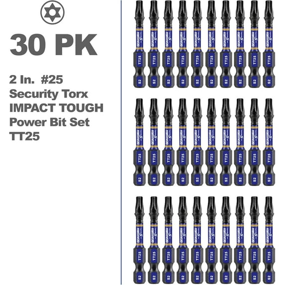 XINDUO-2 In. Security T25 Impact Magnetic Screwdriver Bit Set, 30 ...