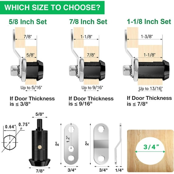 XINDUO-2 Pack Cabinet Lock with Keys, 7/8" RV Storage Locks Keyed Alike ...