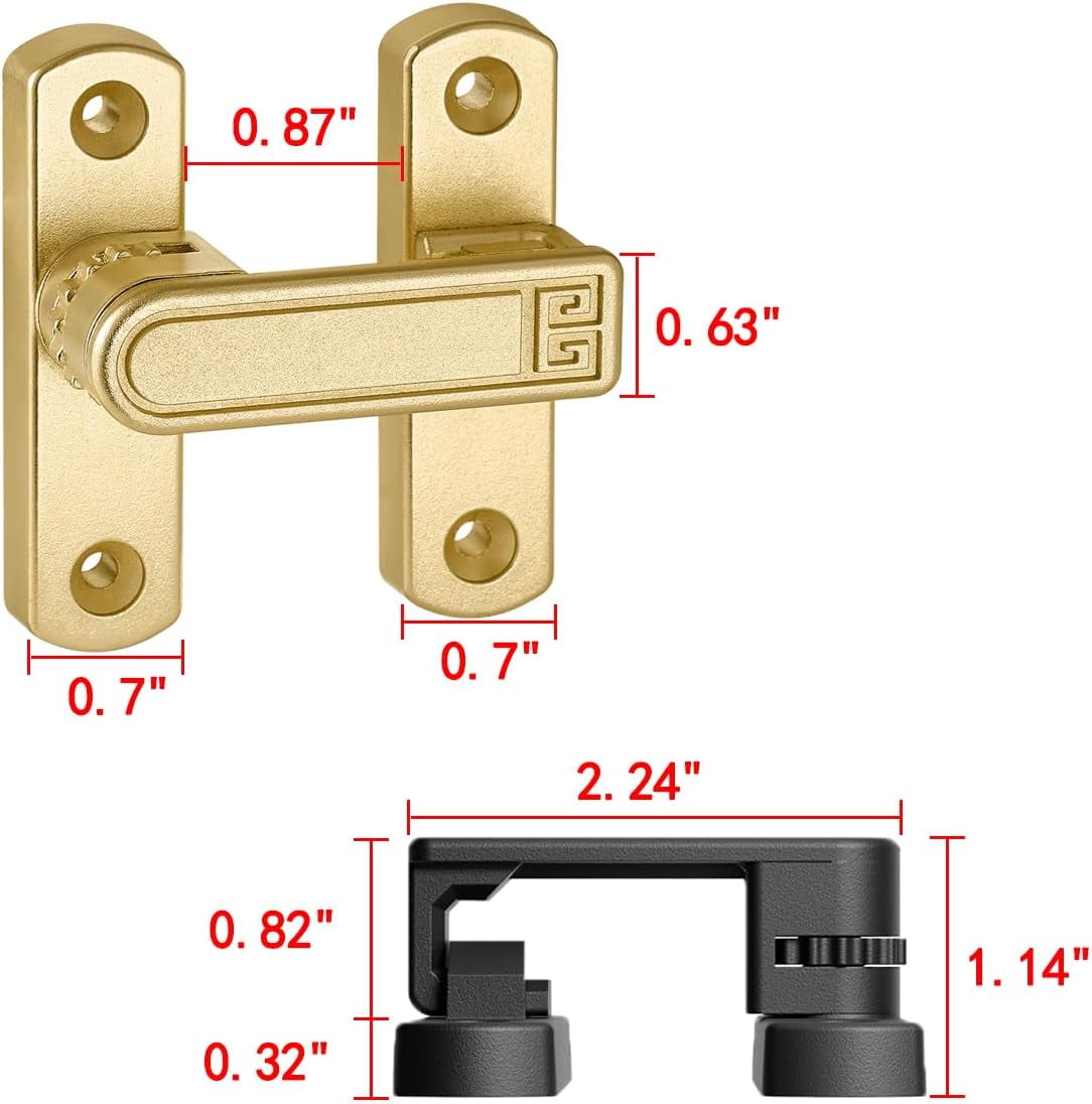 XINDUO-2 Packs Gold Barn Door Latches,Adjustable 90/180 Degree Gate ...