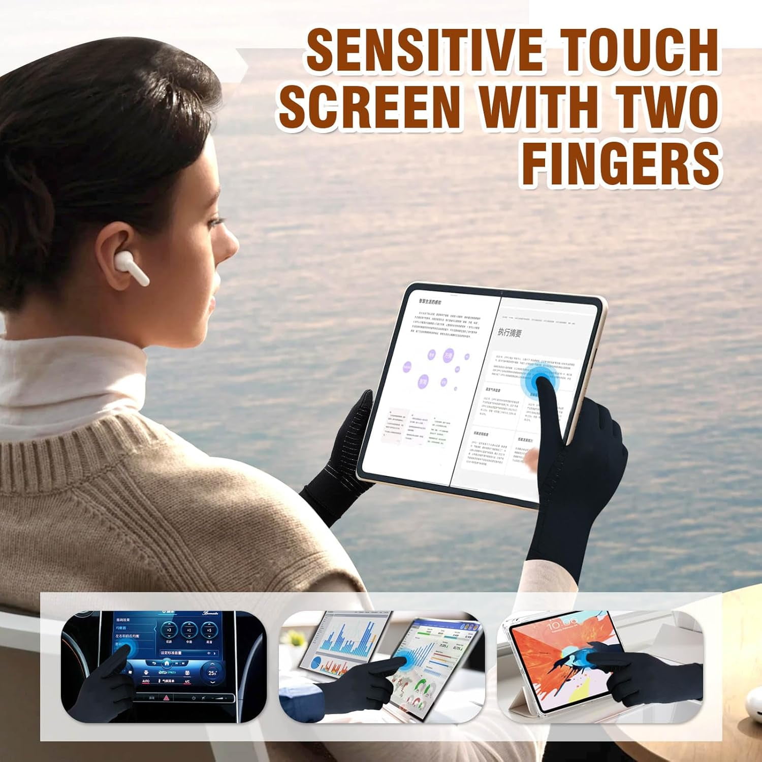 XINDUO-2 Pairs Full Finger Compression Gloves for Women Men, Copper ...