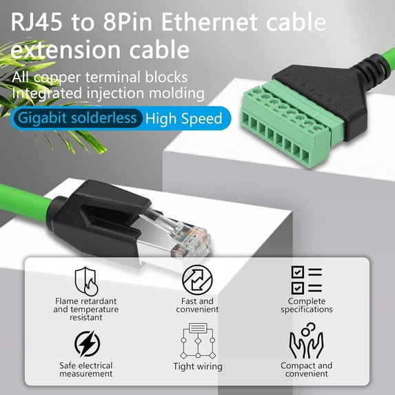 XINDUO-2 Pcs 12.59 Inch Green Cat6 Ethernet Cable RJ45/8P 8C to 8-Pin ...