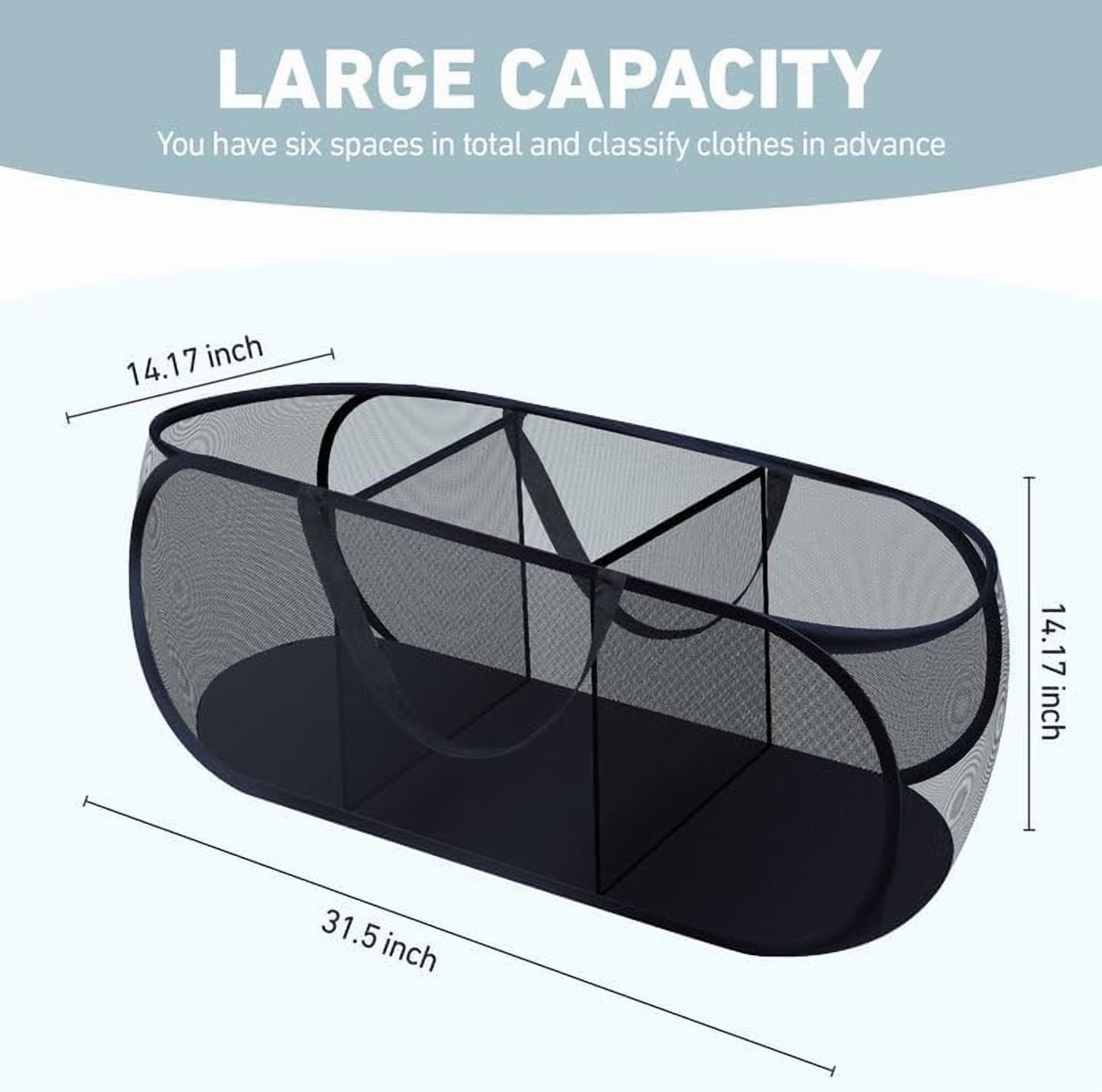 XINDUO-2 Pieces Up Laundry Hamper, 3 Compartment Collapsible Mesh up ...