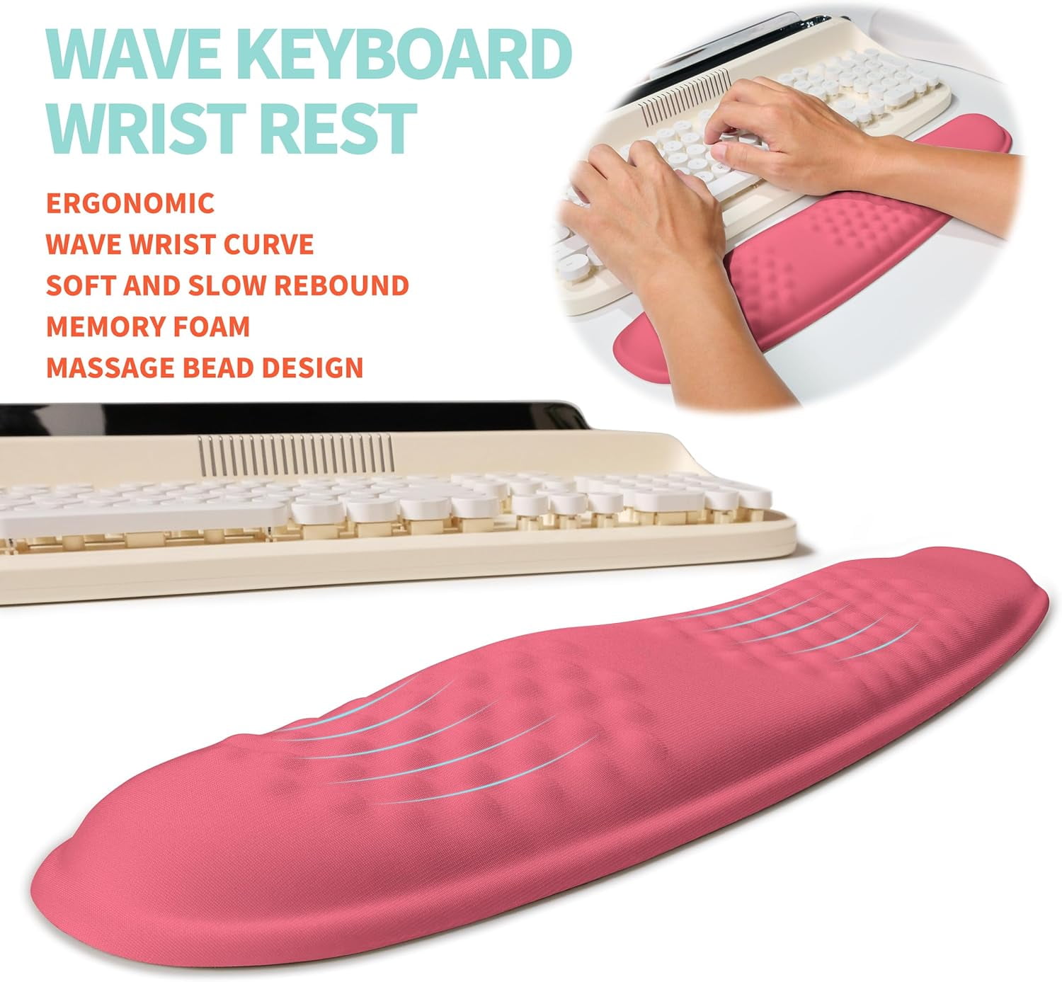 XINDUO-2-in-1 Ergonomic Set, Wave Rise Keyboard Wrist Rest and Massage ...
