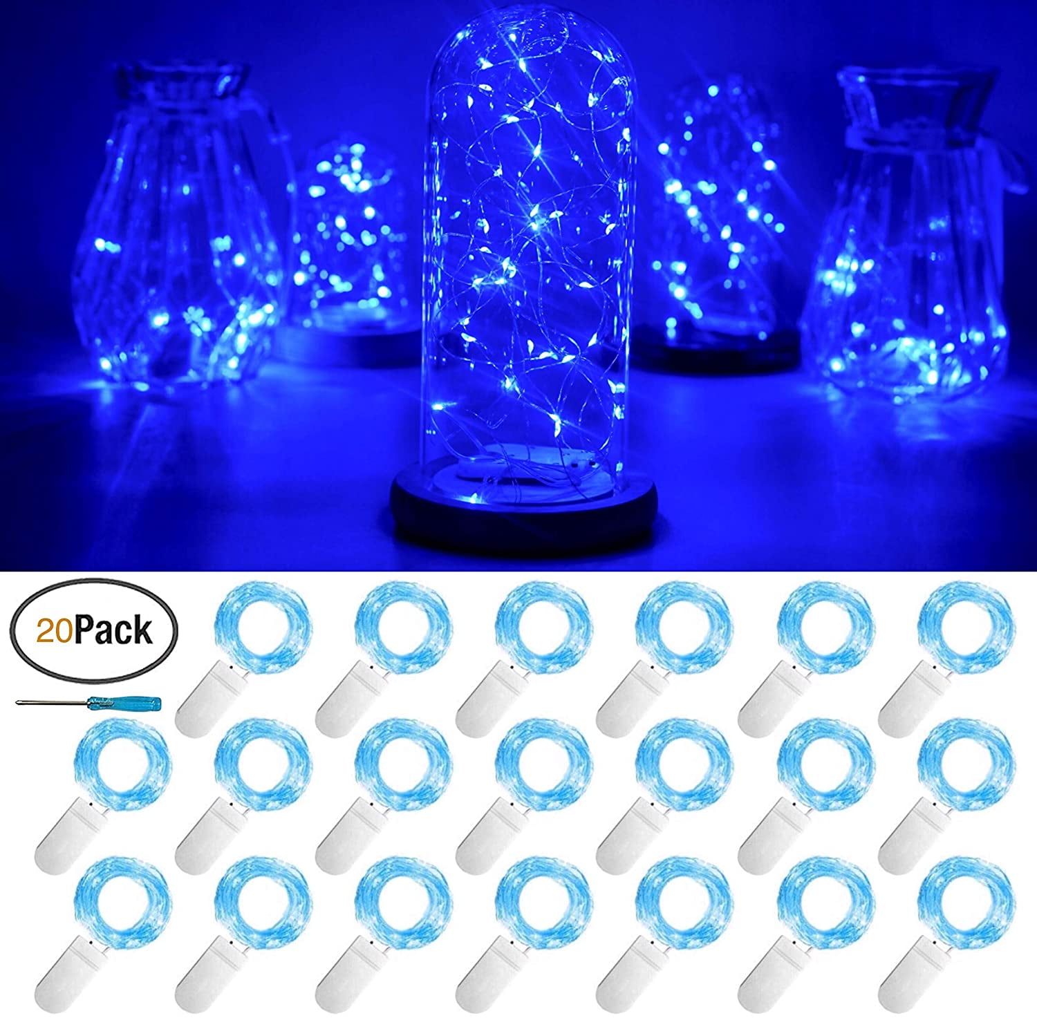 XINDUO-20 Packs Fairy String Lights, 6.6FT 20 LEDs Battery Operated ...