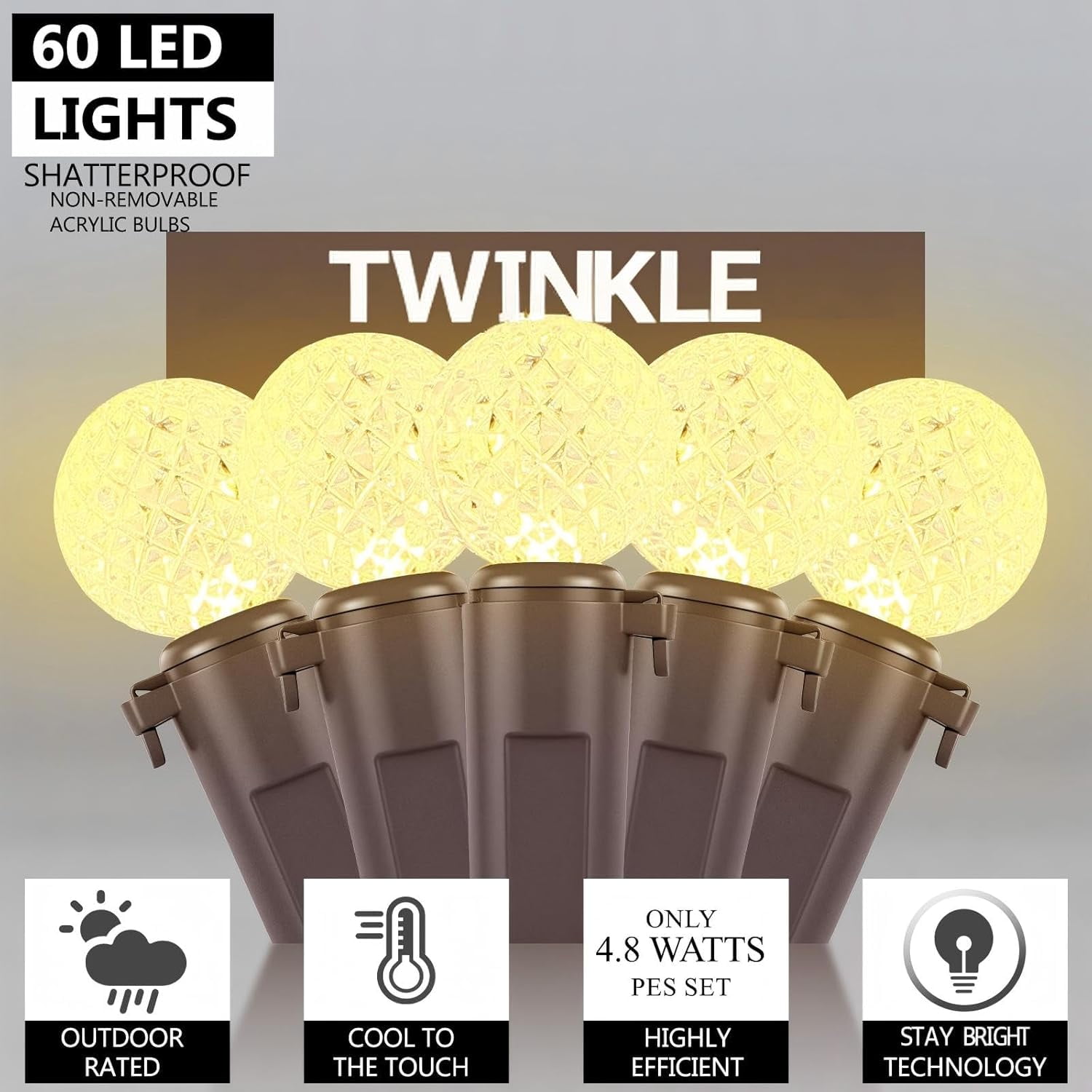 XINDUO-20 ft Christmas Slow Twinkling String Light 60 LED Firefly Flash ...