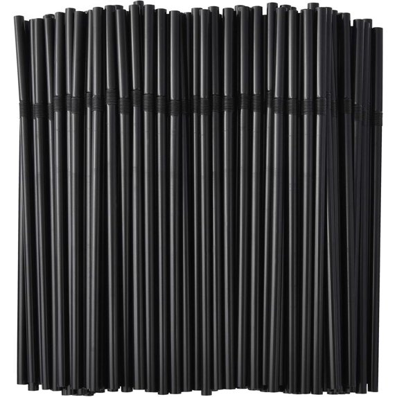 XINDUO-200 Black Plastic Flexible Straws + 100 Black Boba Straws ...