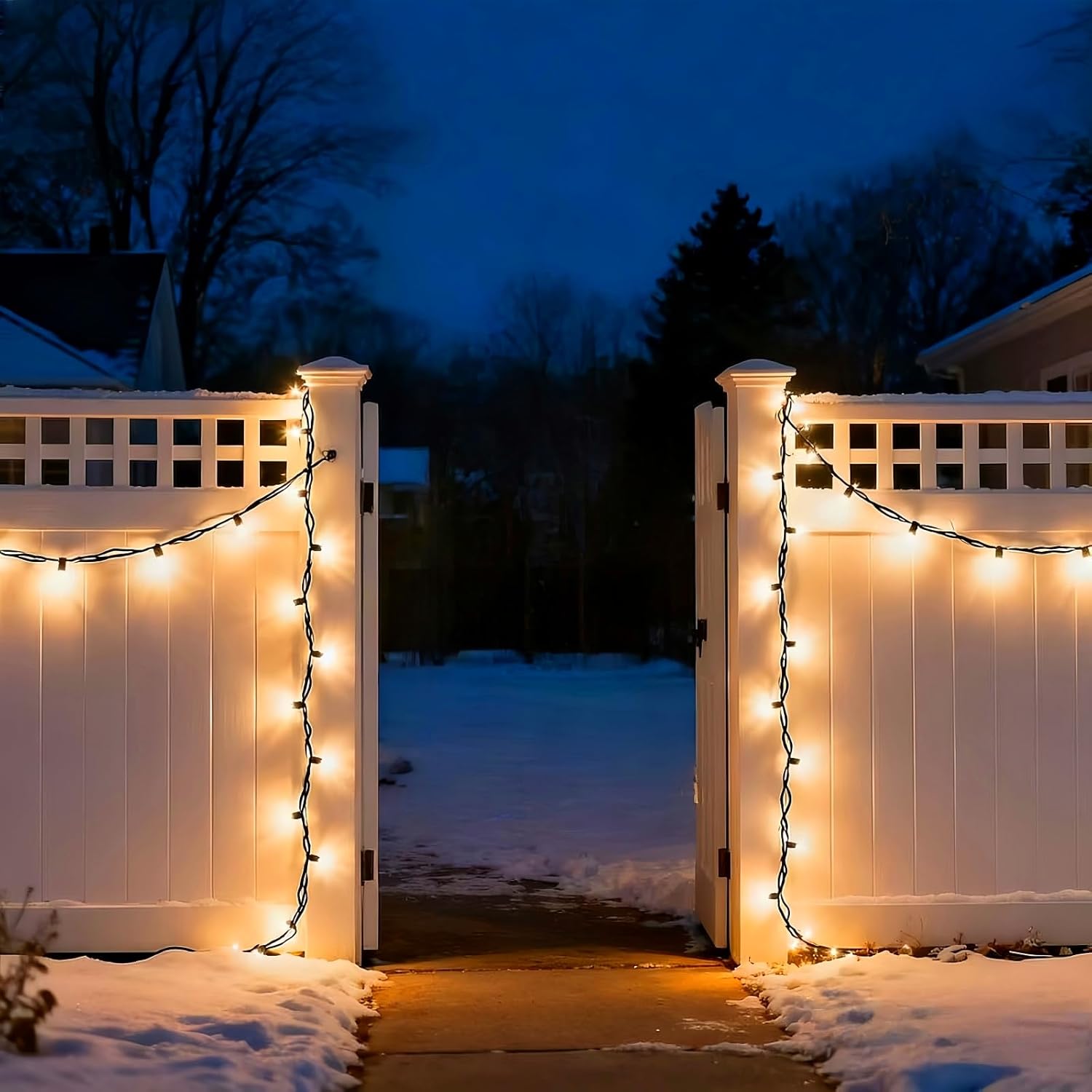 XINDUO-200 Count Clear Warm Christmas Lights with 66 FT Brown Wire, UL ...