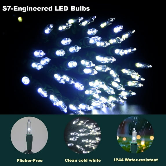 XINDUO-200 LED Christmas String Lights, 70FT Cold White Green Wire ...