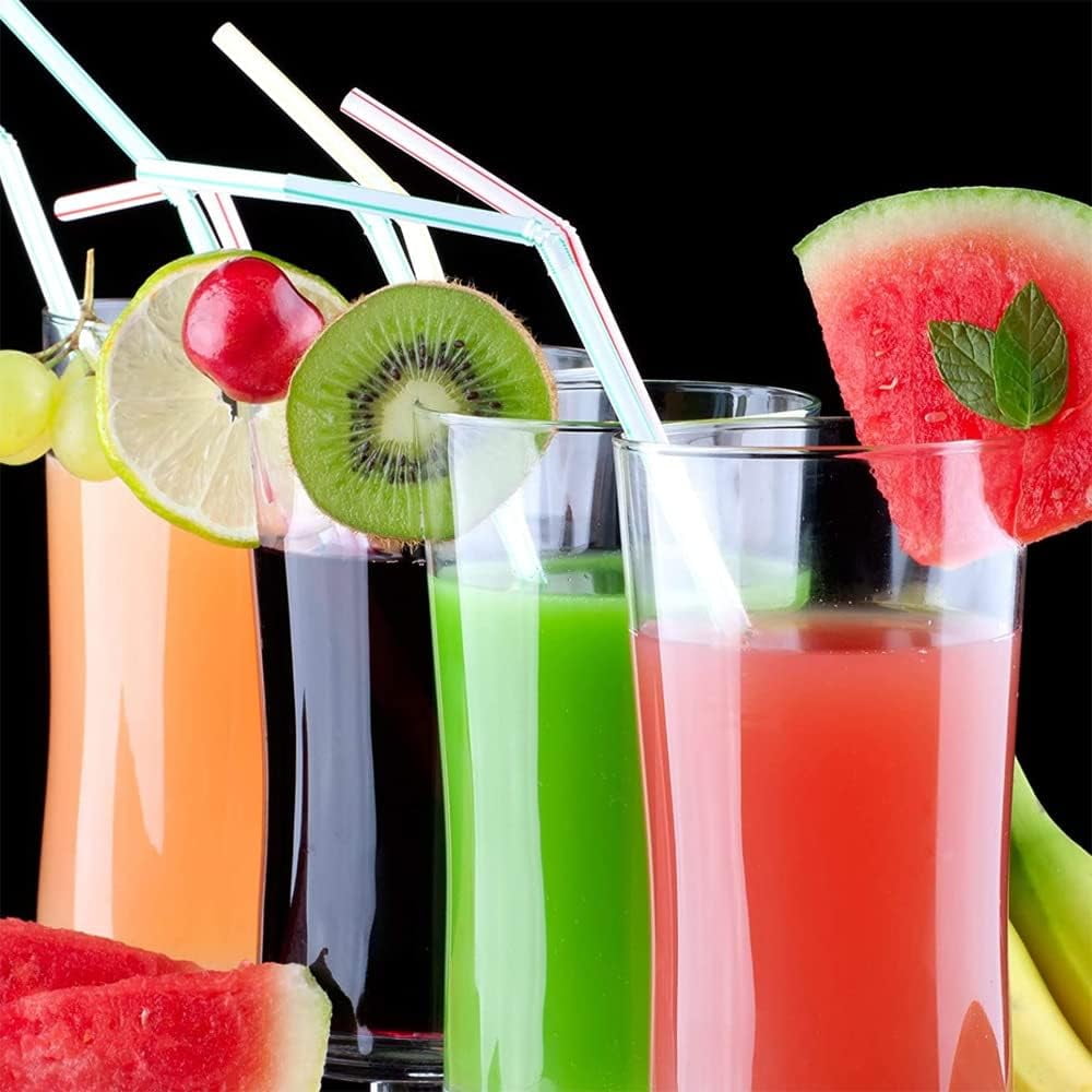 XINDUO-200 Pcs Plastic Straws Disposable -Straws Drinking Plastic -8 ...