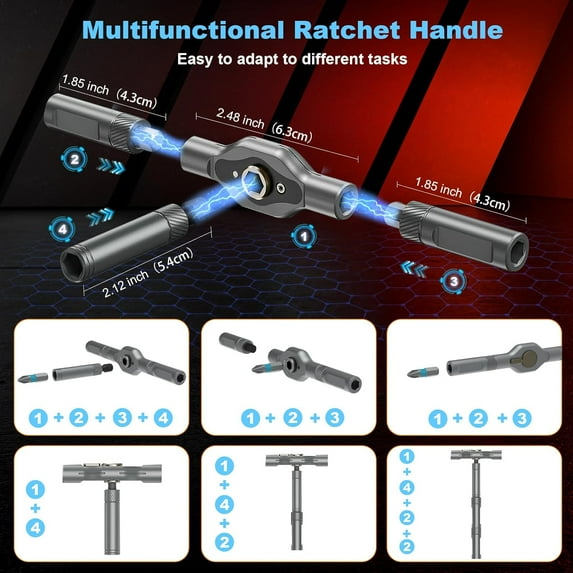 XINDUO-24 In 1 Magnetic Screwdriver Set, DIY Ratchet Mini Screwdriver ...