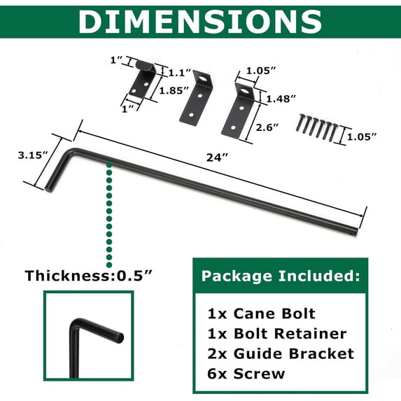 XINDUO-24" Heavy Duty Cane Bolt Gate Drop Rod with Upgraded Design ...