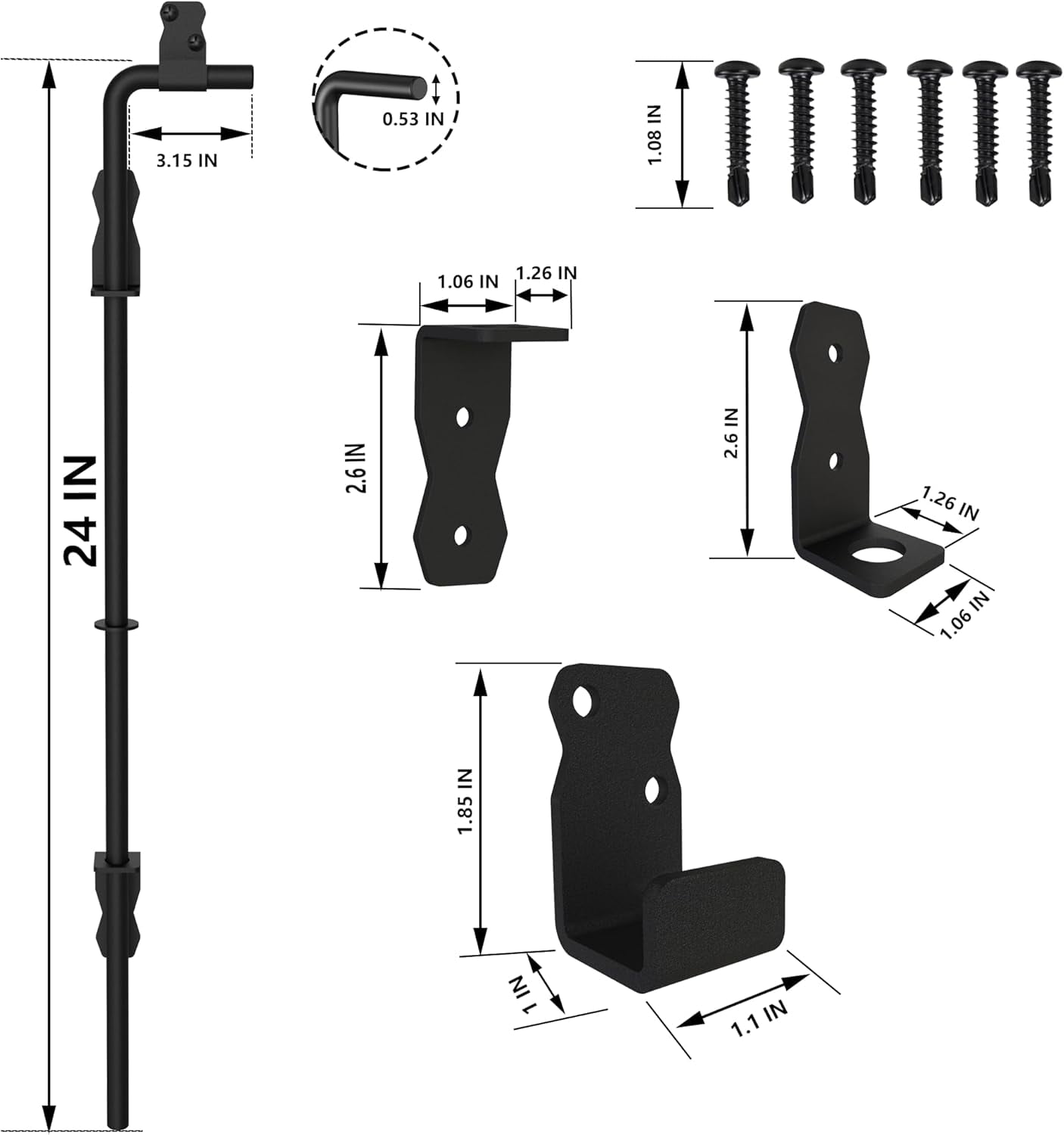XINDUO-24 Inch Heavy Duty Cane Bolt Gate Drop Rod Gate Ground Latch ...