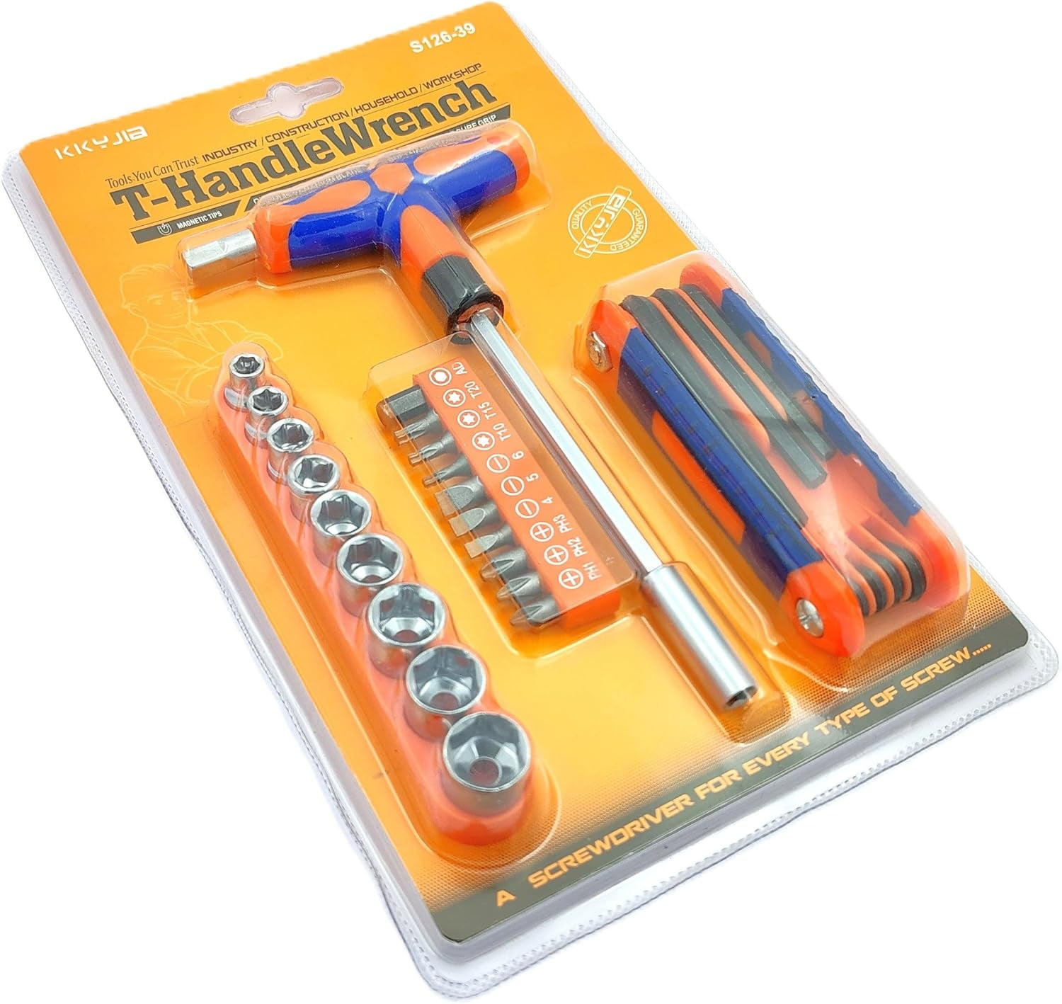 XINDUO-25 Pcs Magnetic T-Handle Ratchet Wrench and Screwdriver Set 9 Pc ...