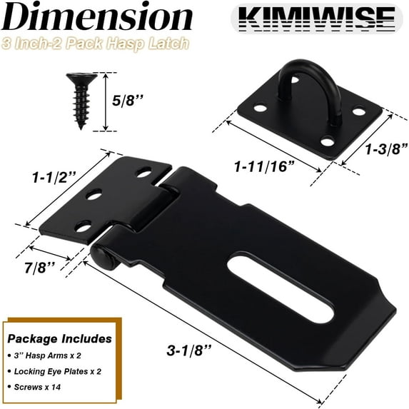 XINDUO-3 Inch Door Hasp Stainless Steel Hasp Latch, Heavy Duty Black ...
