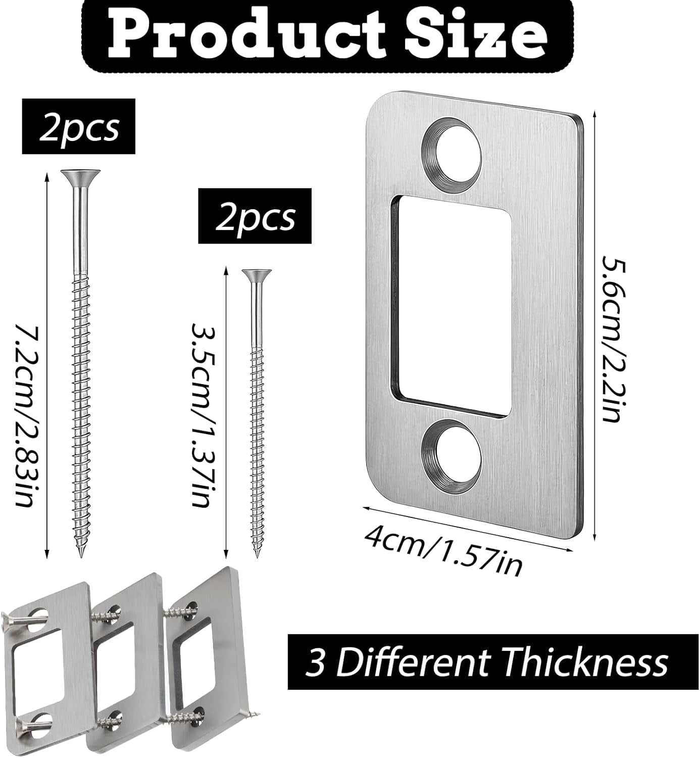 XINDUO-3 Packs Door Strike Shim Plates Different Thickness Stainless ...