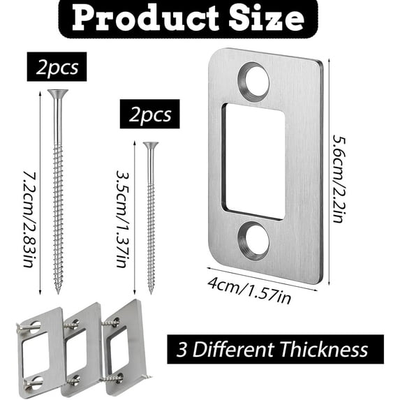 XINDUO-3 Packs Door Strike Shim Plates Different Thickness Stainless ...