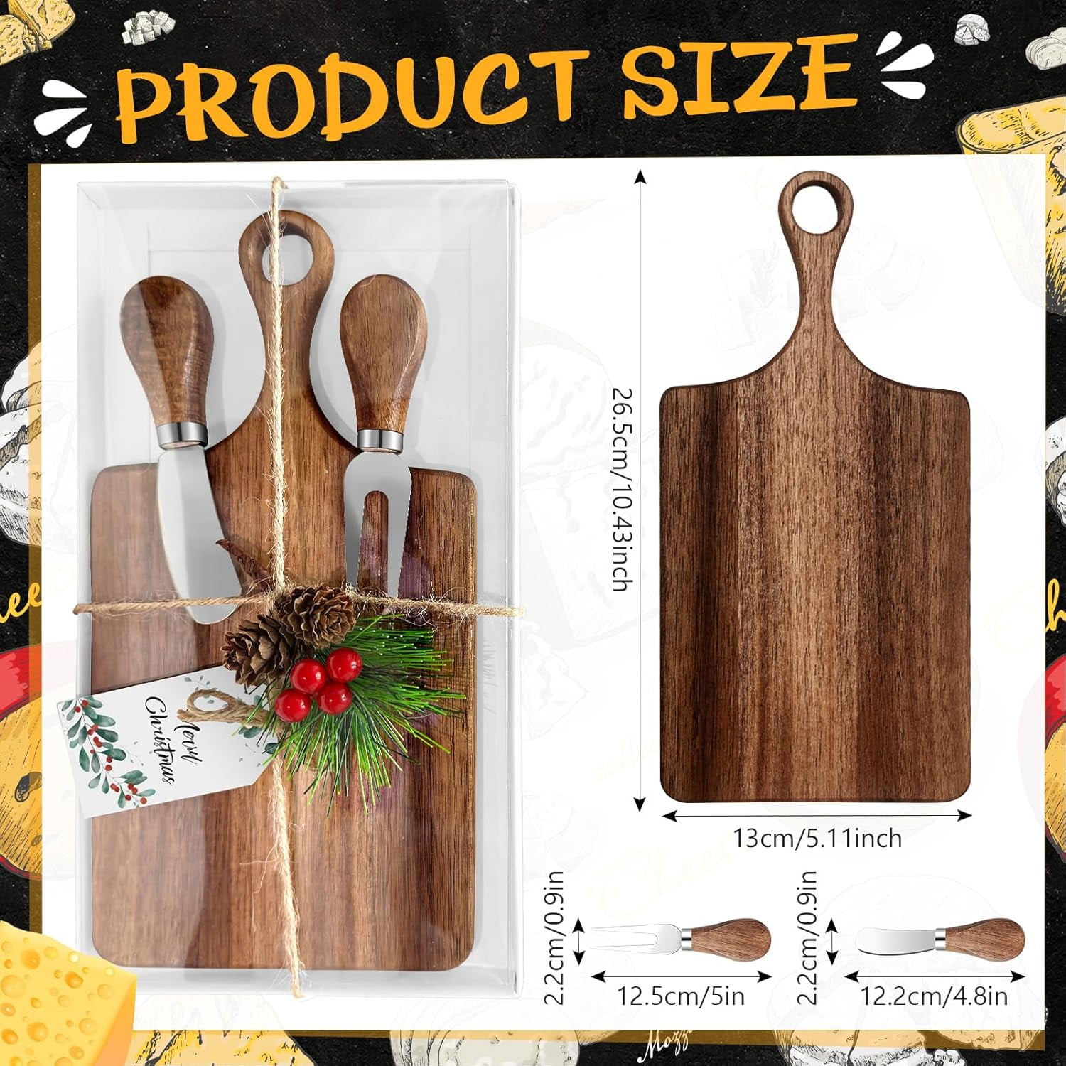 XINDUO-3 Pcs Christmas Gifts Bridal Shower Favor Acacia Wooden Square ...