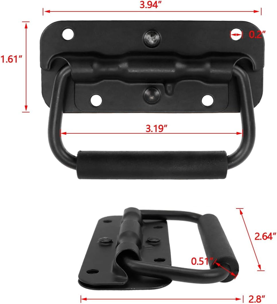 XINDUO-3" x 1" Spring Loaded Pull Handles Black Tool Box Handles Trunk ...