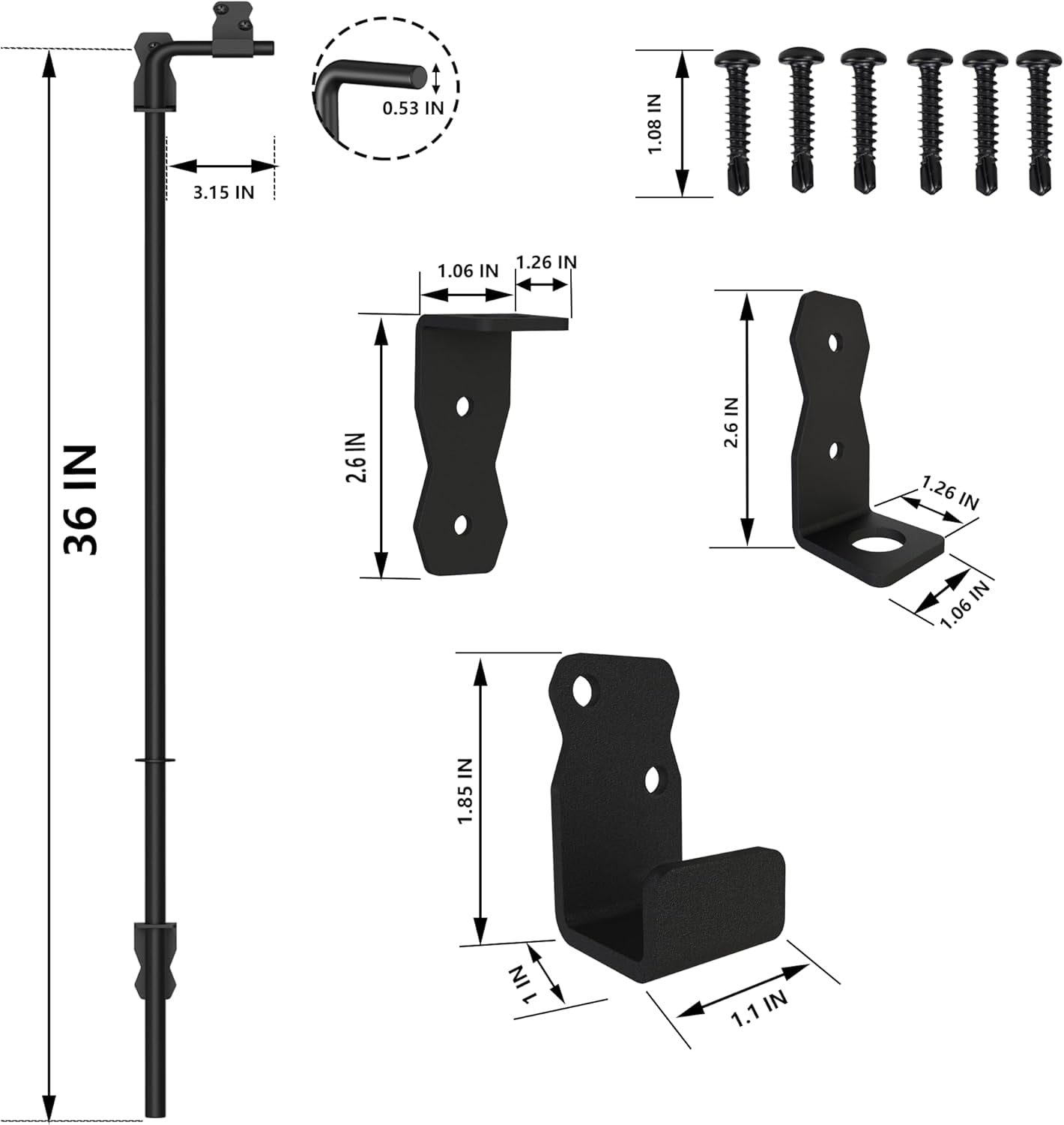 XINDUO-36 Inch Heavy Duty Cane Bolt Gate Drop Rod,Gate Ground Latch ...