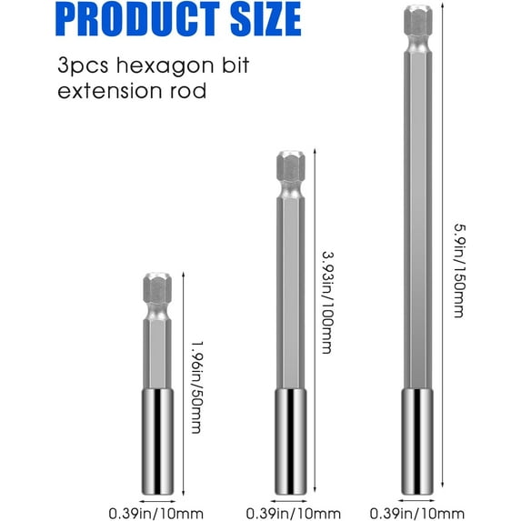 XINDUO-3PCS Magnetic Drill Bit Extension Holder 1/4" Hex Shank Magnetic ...