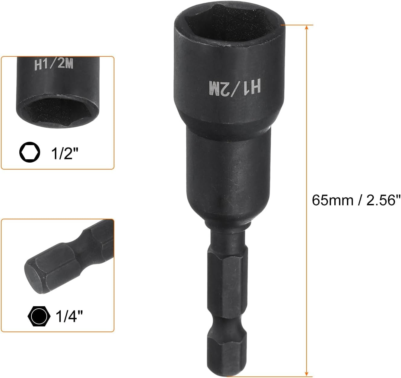 XINDUO-3Pcs Magnetic Nut Driver 1/2" x 1/4" Quick Change Hex Shank ...