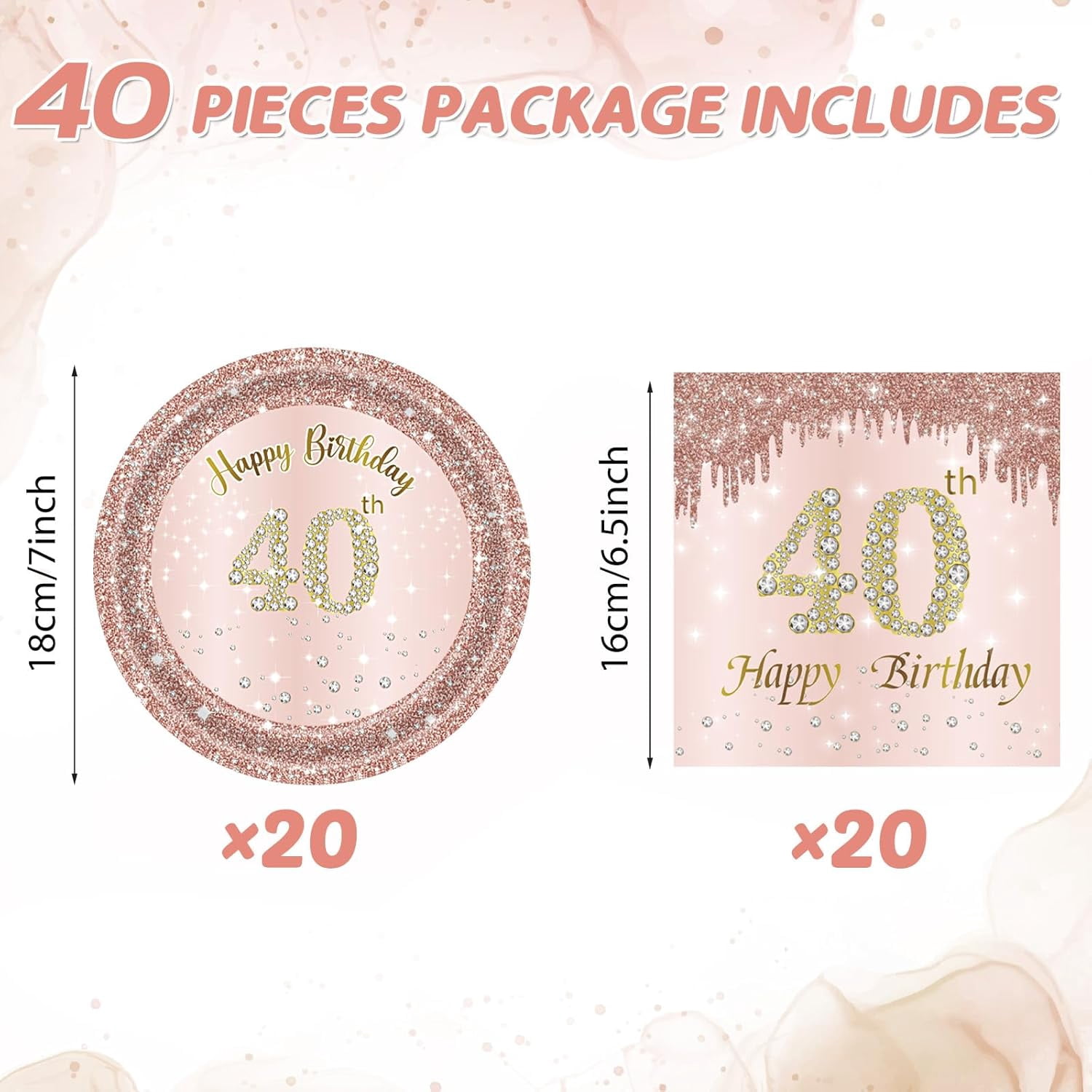 XINDUO-40th Birthday Decorations for Women, Rose Gold Forty Year Old ...
