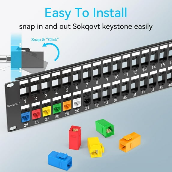 XINDUO-48 Port Blank Keystone Patch Panel with Snap-in Design, Cat6 ...
