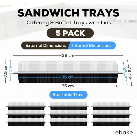XINDUO-5 Pack Catering Trays with Lids – 15" Serving Tray with Lid ...