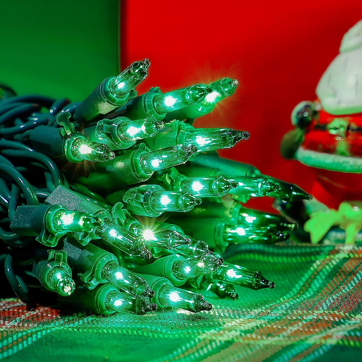 XINDUO-50-Count Green Christmas Tree Lights with Green Wire,13ft ...